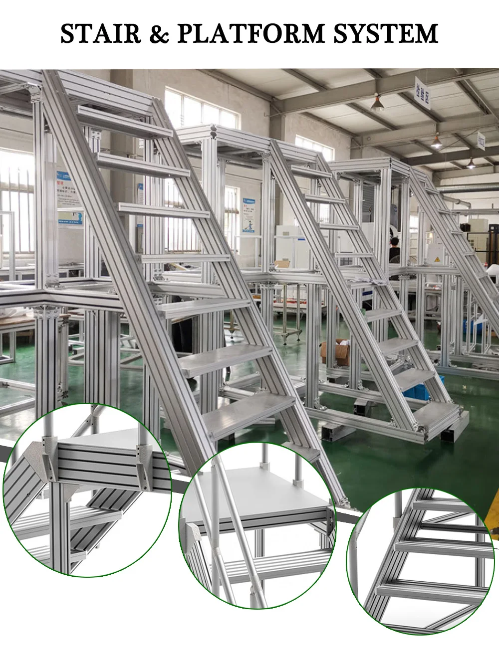 Aluminum Platform Mobile Work Platform Catwalks Stairway Step Ladder ...