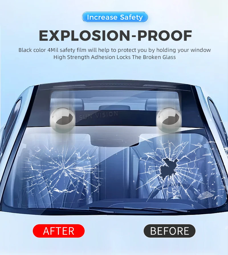 4Mil Safety Film Anti Shatter Car Window Film Heat Insulation Removable ...