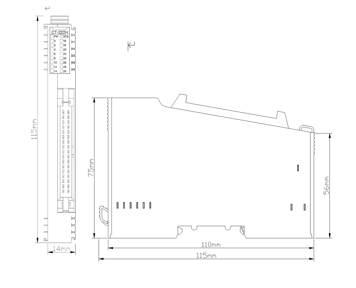 Odot Digital Output IO Module CT-222H: 32 CH DO, Source, 24Vdc/ 0.5A, up to 200Hz, 34 Pin Male ...