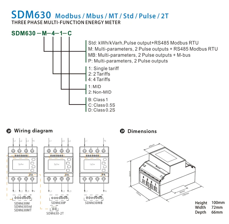 Eastron Sdm630-Modbus V2 RS485 220V/380V 10A Electricity Meter