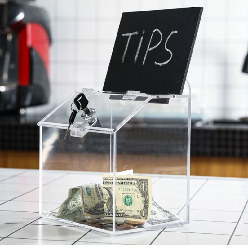 Clear Acrylic Lockable Fundraising Box Donation Money Collection Case ...