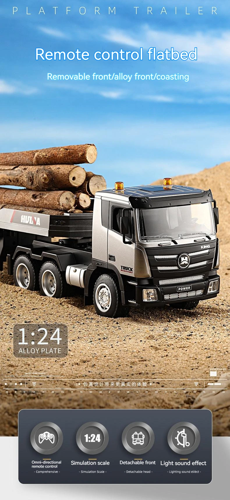 2023 New 2.4g Remote Control 1:24 Rc Trailer Truck Tractor Huina 1318 ...