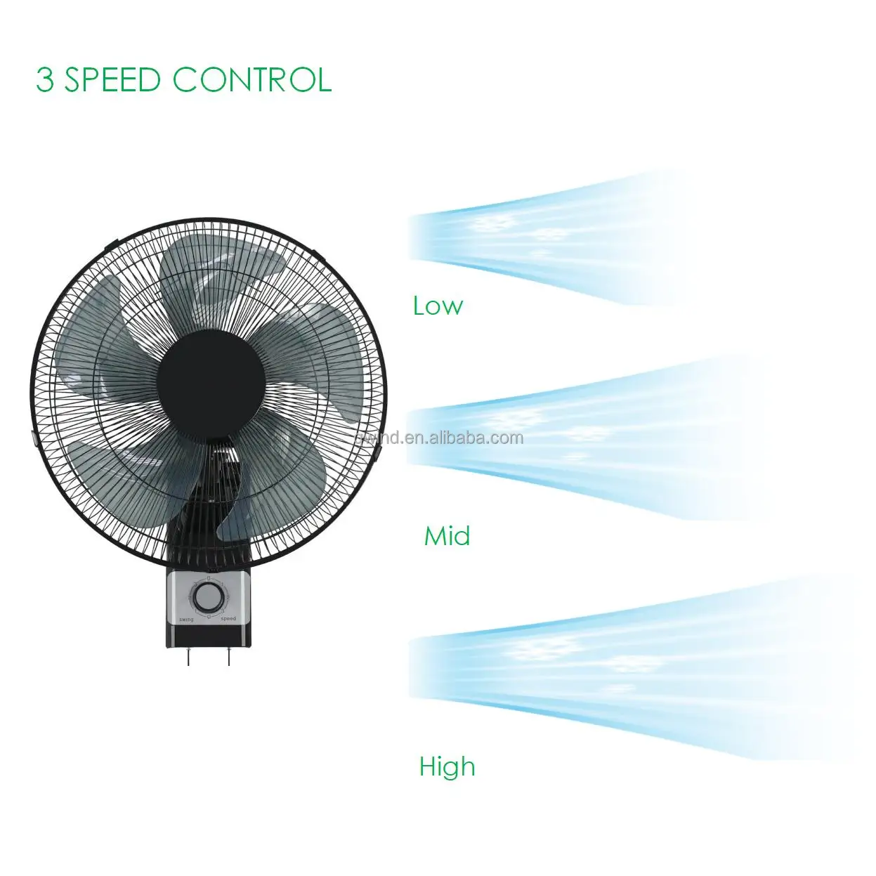 AC Full Copper Wall Fan with Ball Bearing 16'' Blade 18'' Blade ...