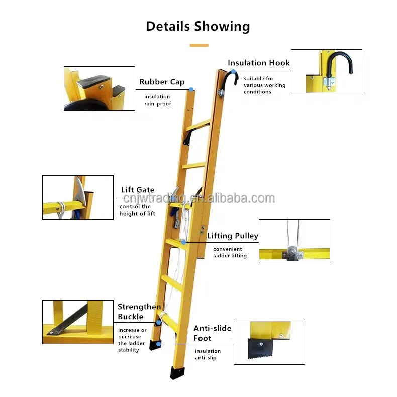 Fiberglass Telescopic Straight Ladder 6m Project Ladder Thickened 8m ...