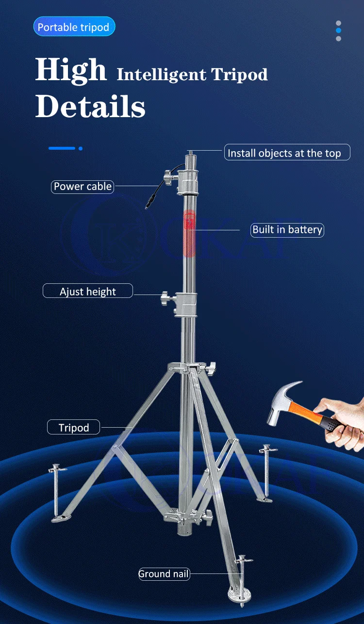 Lightweight Stainless Steel Camera Tripod with Built-in Battery