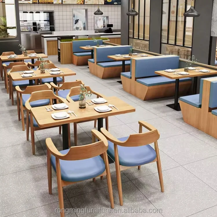 Modern Restaurant Hotel Solid Wood Chair Canteen Cafe Booth Sofa Bench ...