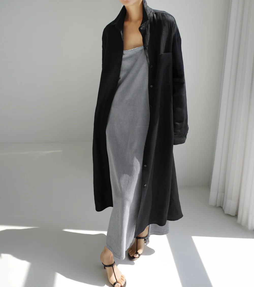 Shop Custom Modest Fashion Button Maxi Long Cotton Linen Smart Casual ...