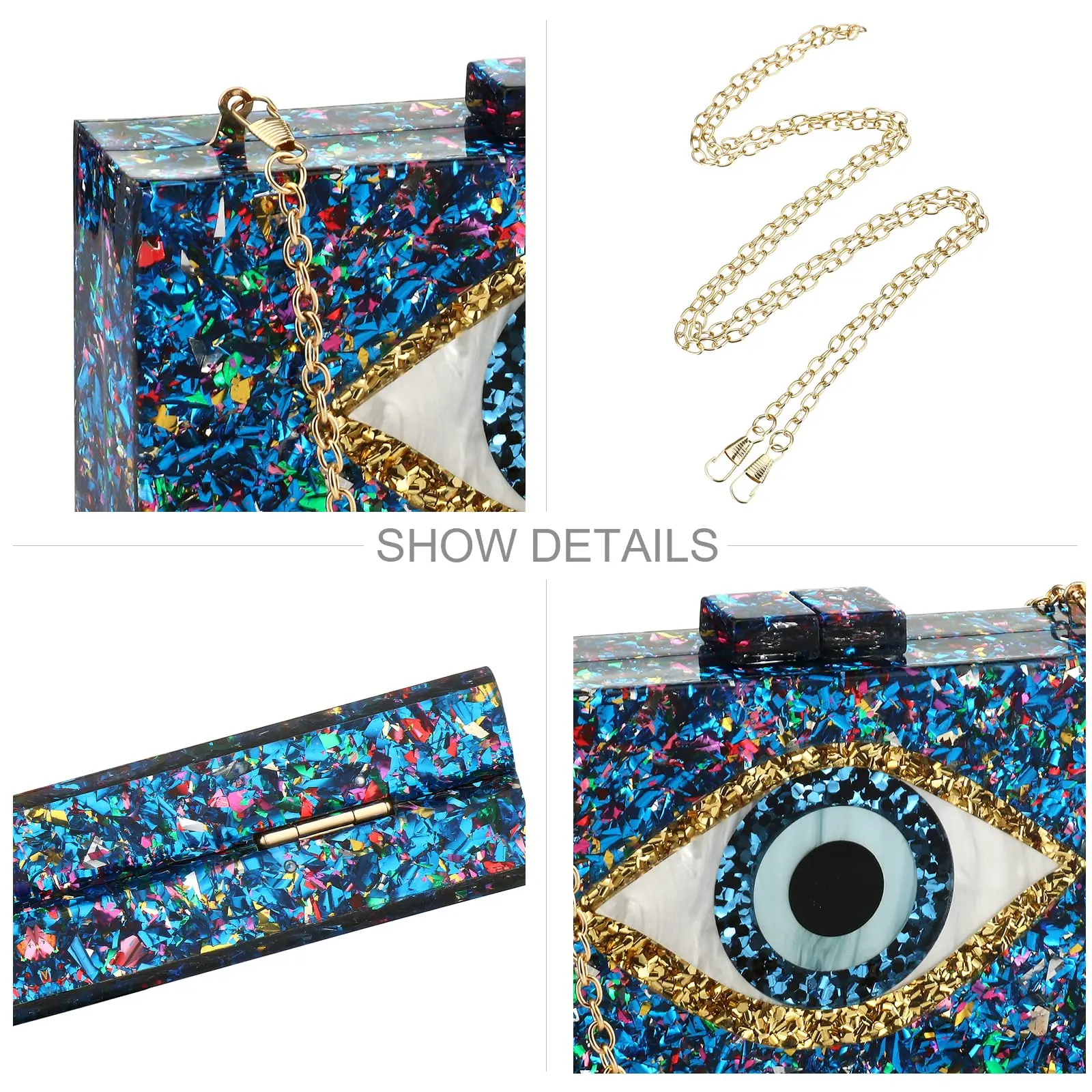 Acrylic Purses And Handbags For Women Eyes Multicolor Perspex Box ...