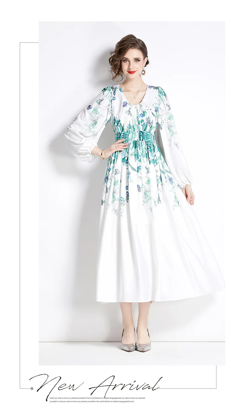 New 2024 Spring Positioning Print Elegant U-neck Fresh And Versatile ...