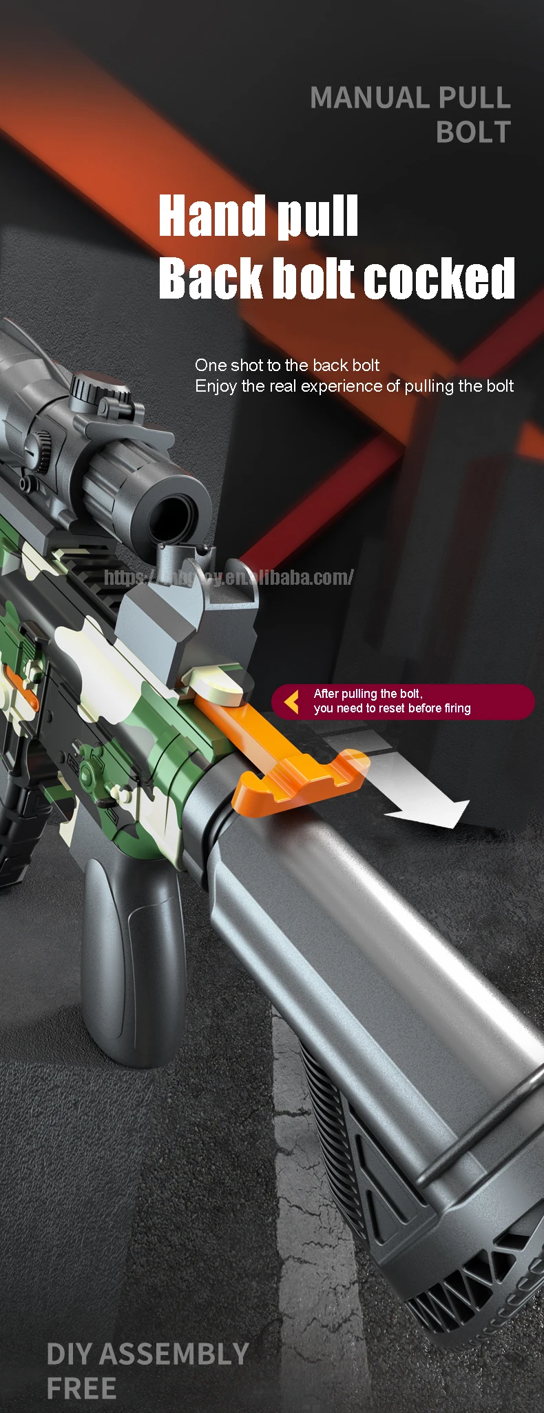 M416 Soft Bullets Gun Down Feed Manual Pull Bolt Children's Assault Rifle Single-shot Simulation ...