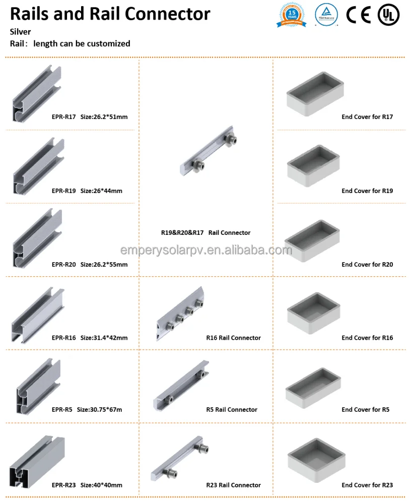 Emperysolar Roof Mounting Rails - Durable Aluminum Brackets