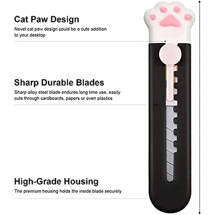Leven Cute Cat Paw Retractable Box Cutters3 Utility Knifesharp Cartons ...