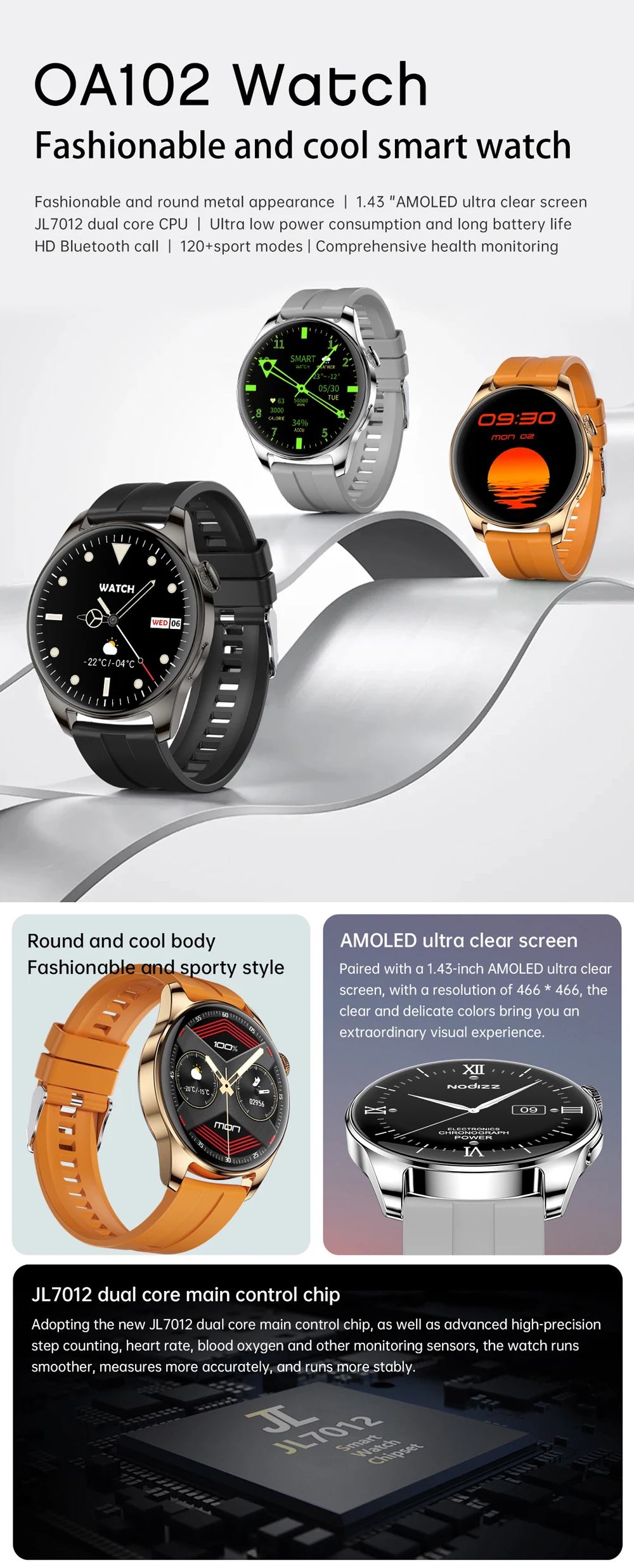 Sport Modes Smart Watch Ip68 Waterproof Intelligent Zinc Alloy Metal ...