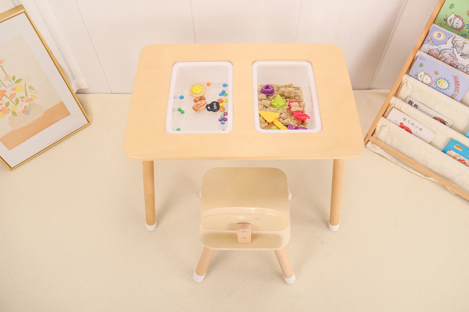 Modern Montessory Wood Sensory Table With Storage For Kids Baby ...