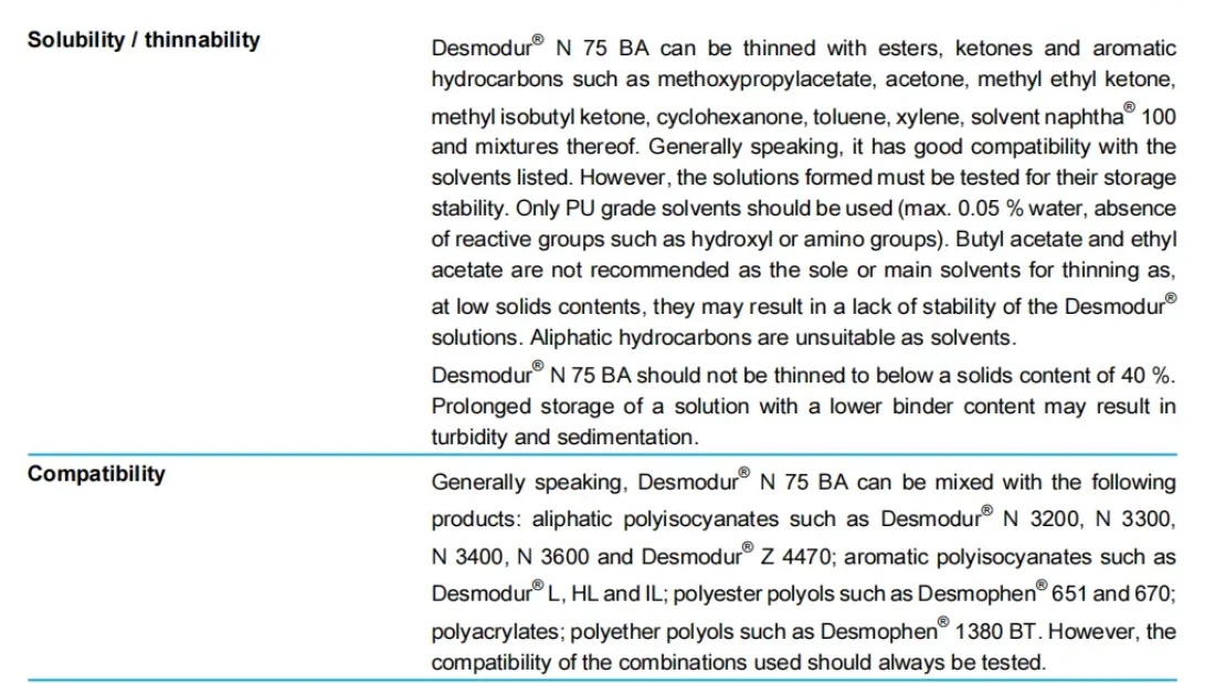 N75 BA/N75 MPAX Isocyanate Hardener for Polyurethane Curing