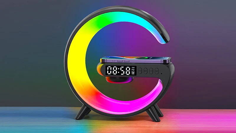 Mini G Shape Wireless Charger Led Light Wake Up Lamp Sunrise Alarm ...