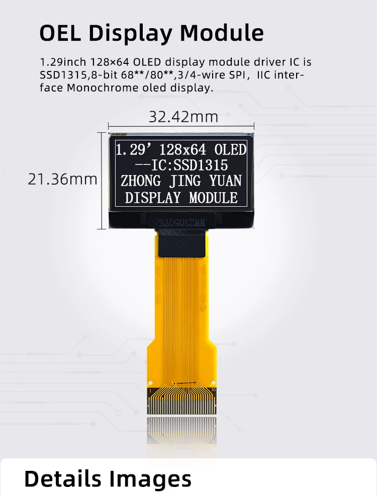 1.29 Inch Oled Display Module 128x64 Driver Ic Is Ssd1315 Spi/iic ...