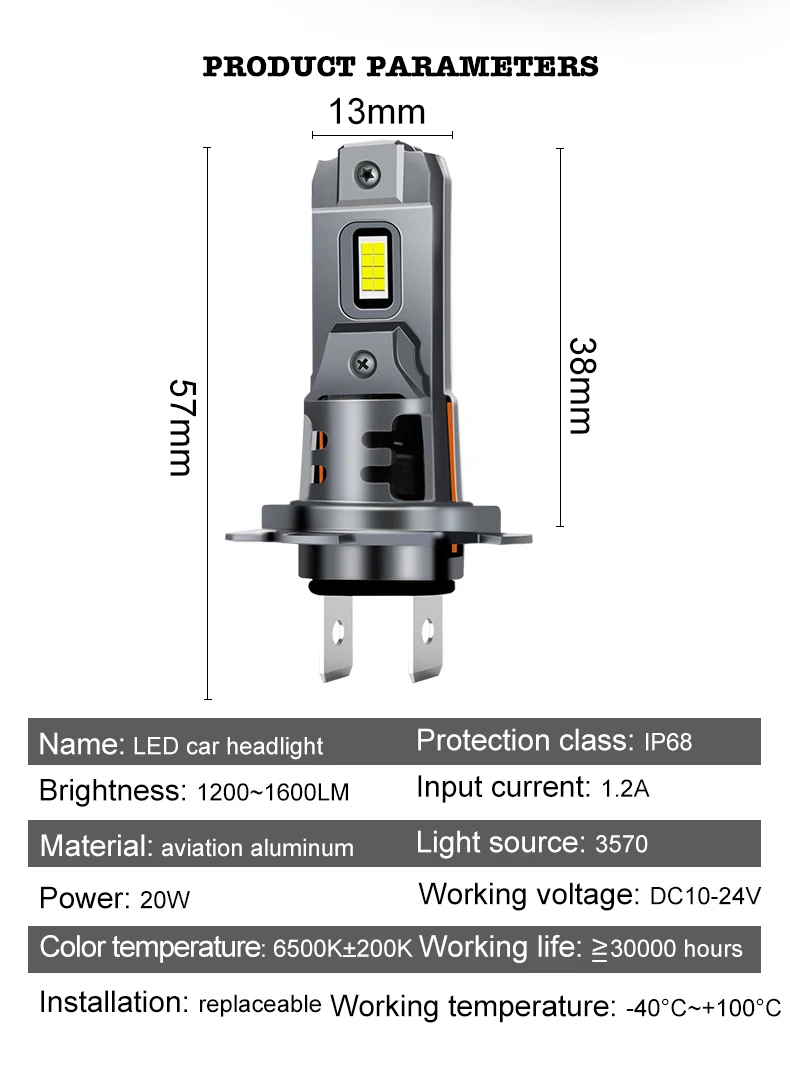 Factory Directly Mini Led Headlight Auto H7 H8 Super Bright 25w 6000k ...