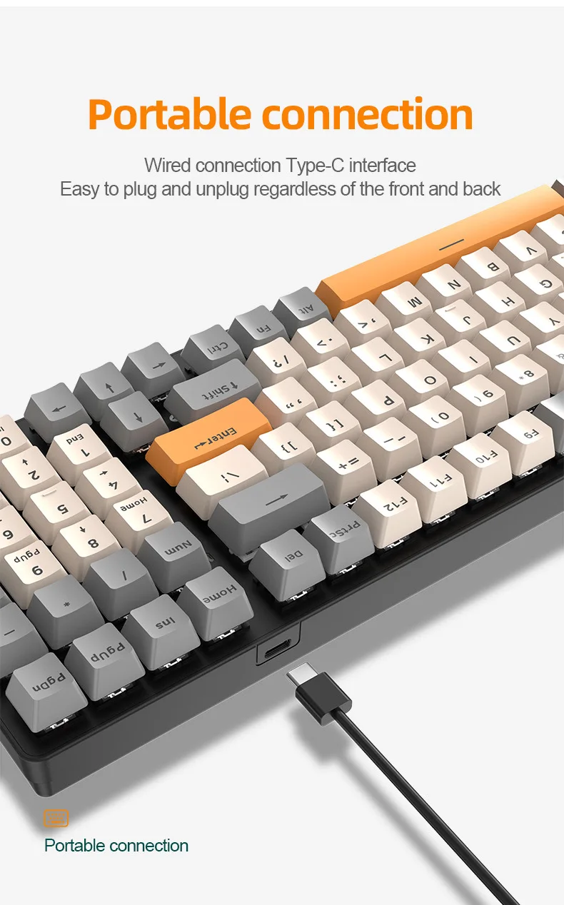 K6 Mechanical Keyboard - 100 Keys, RGB Backlit Gaming