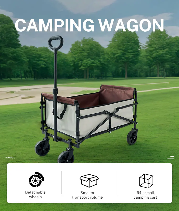 HOMFUL High Capacity Beach Picnic Outdoor Folding Trolley 4 Wheel ...