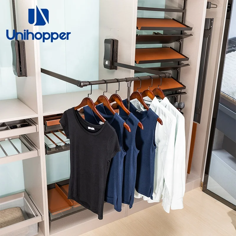Wardrobe Pull Down Hanger Lifter Side Mount Clothes Wardrobe Lift Soft ...