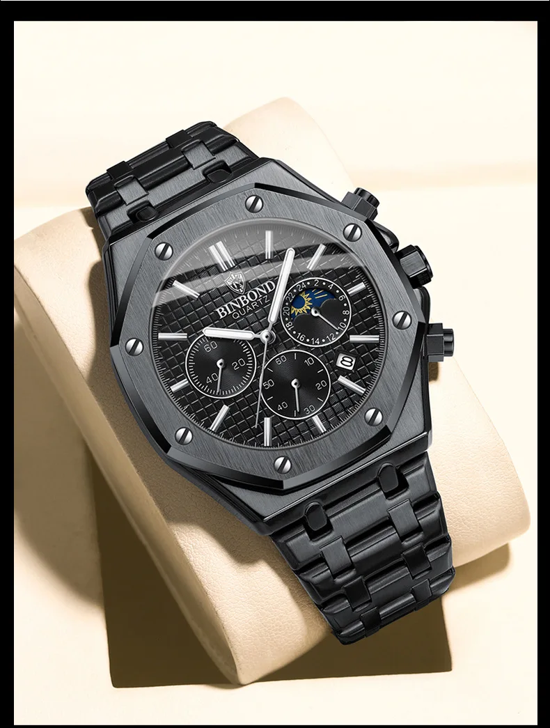 Fashion High-end Men's Quartz Watches Luxury Multifunction Stainless ...
