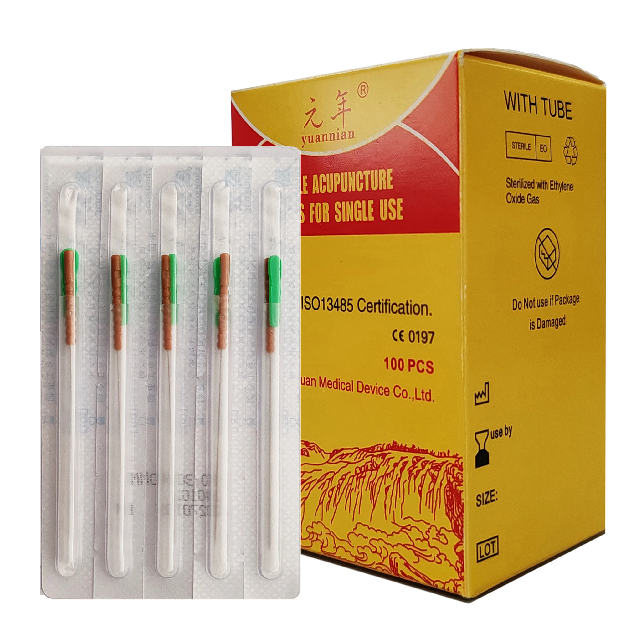 Sterile Disposable Plastic Handle Acupuncture Needle With Tube 100pcs ...