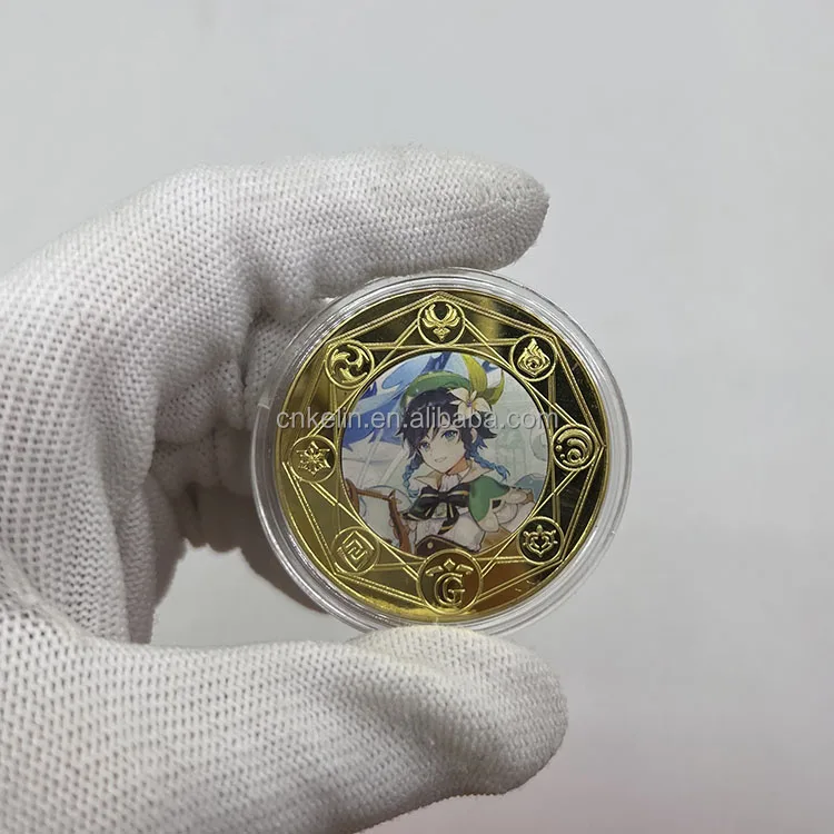 Custom Metal Anime Genshin Impact 24k Gold Plated Coins