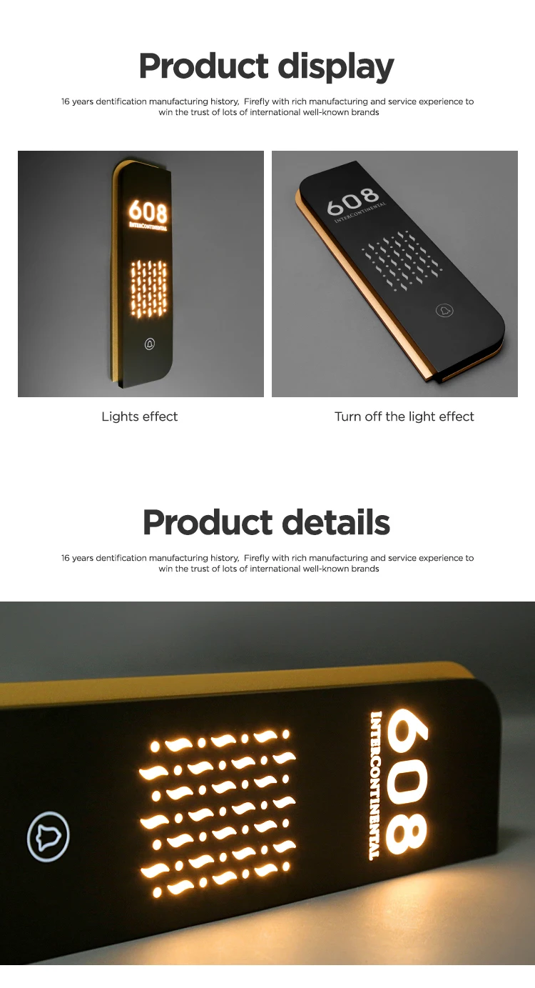 Custom Hotel Room Door Number Sign Electronic Doorplate Apartment ...