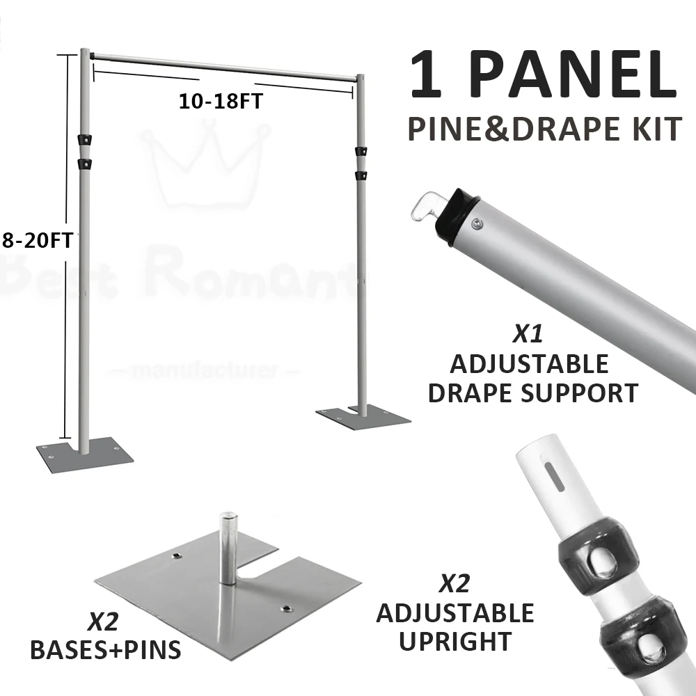 Adjustable Height Portable Pipe Drape Backdrop Kit 8ft-20ft High