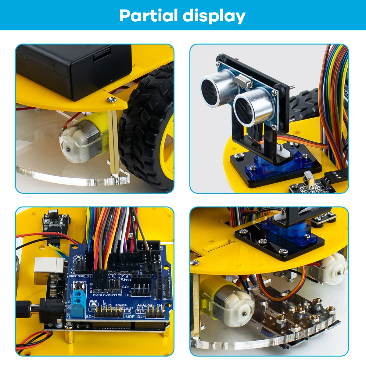 Kit de montaje de coche Robot, módulo ultrasónico multifunción 4WD para ...