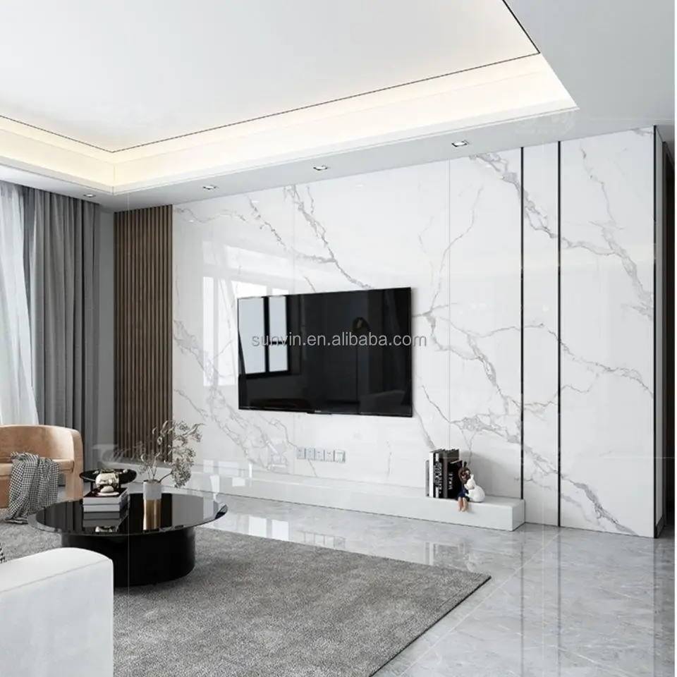 3200 Extra Large Format White Marble Tiles - Porcelain Flooring Slabs