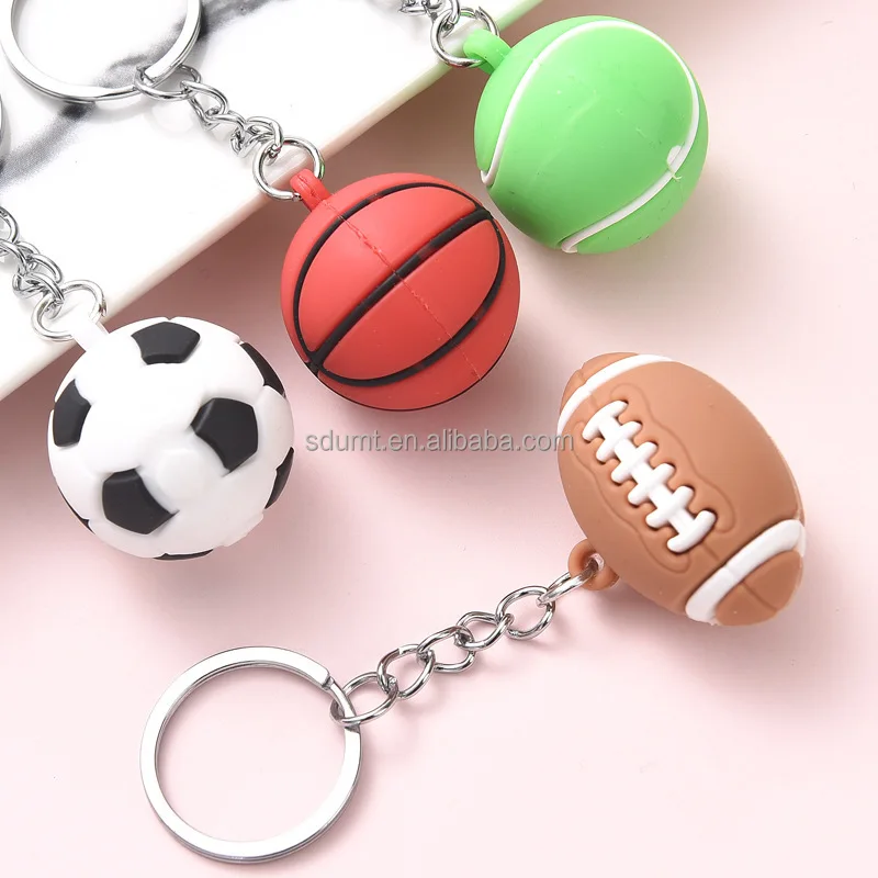 New Product Pvc Basketball Football Key Chain Rugby Key Ring Tennis ...