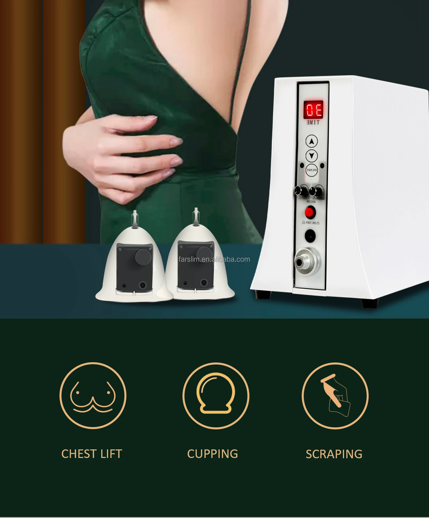 FARSLIM Portable Breast Massage Butt Lift Cupping Breast Suction Cup Vacuum Therapy Breast ...