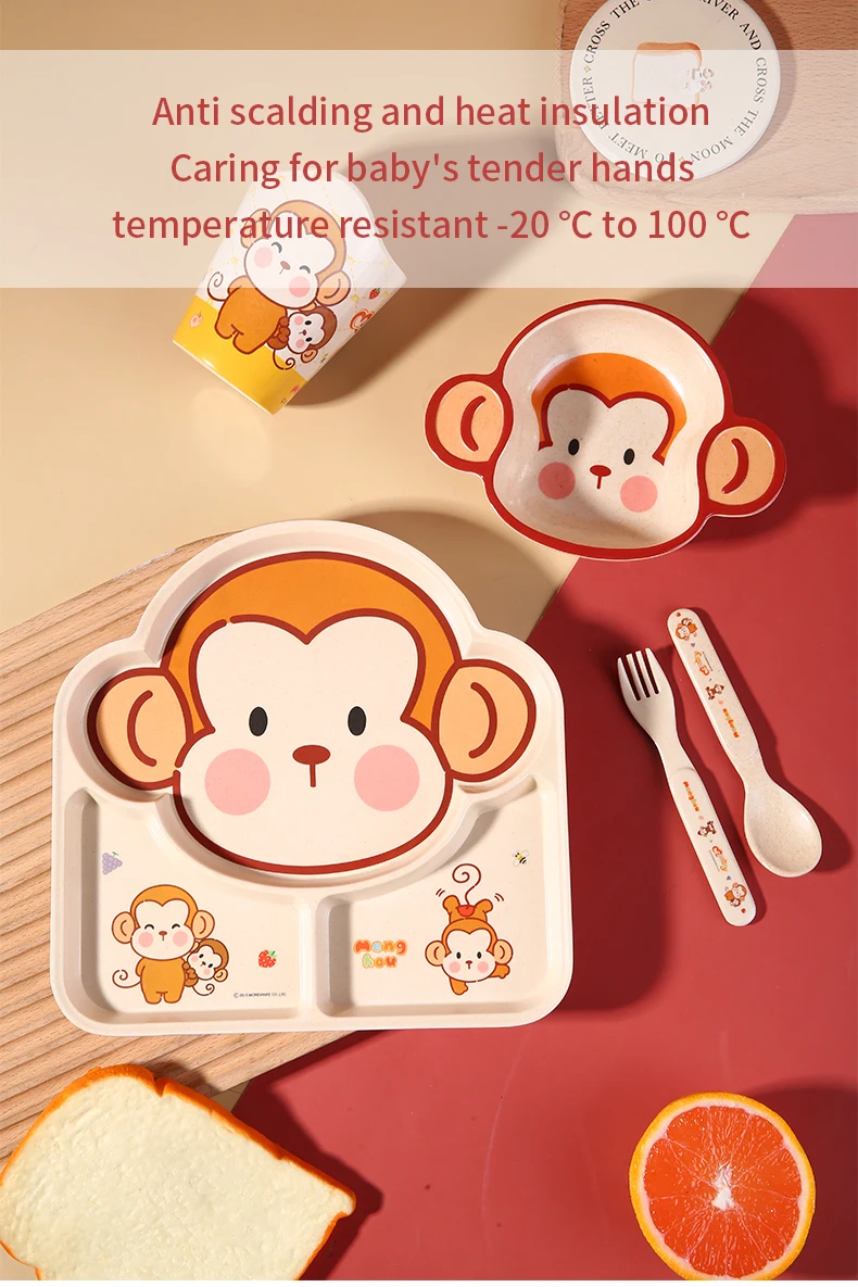 Wuhe Melamine Cartoon Tableware Set Cute Monkey Children's Tableware ...