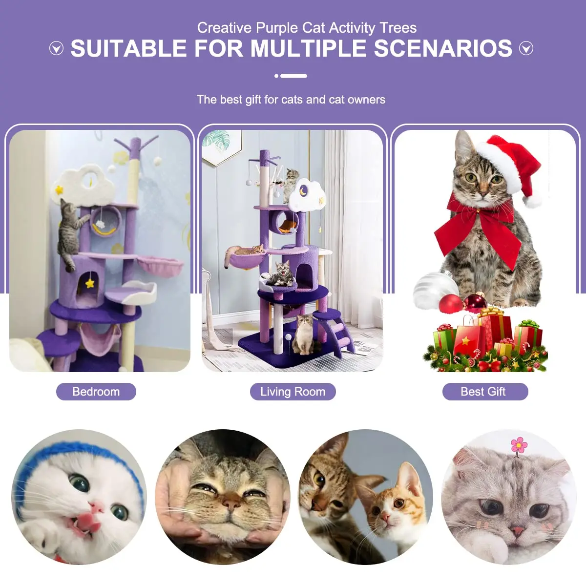 Petdom Cat Tree Interactive Toys With Natural Sisal Scratch Board Cats ...