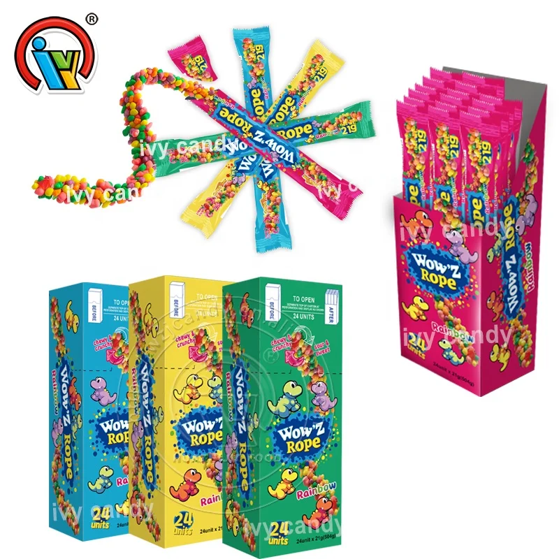 China Factory Supply Wowz Rope Rainbow Gummy Candy - Fruity Soft Chewy ...