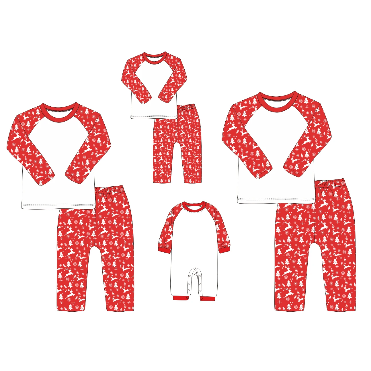 Custom Family Matching Christmas Pajamas Set Polyester Kids Tales ...
