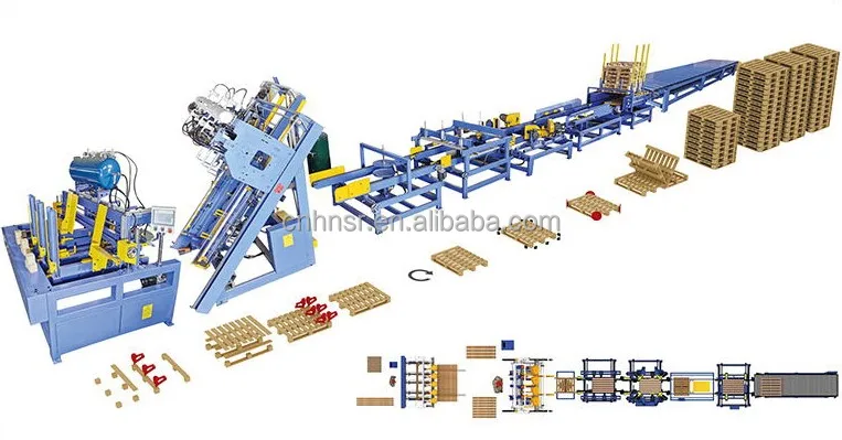 Euro Block Wood Pallet Automatic Production Line - High Efficiency