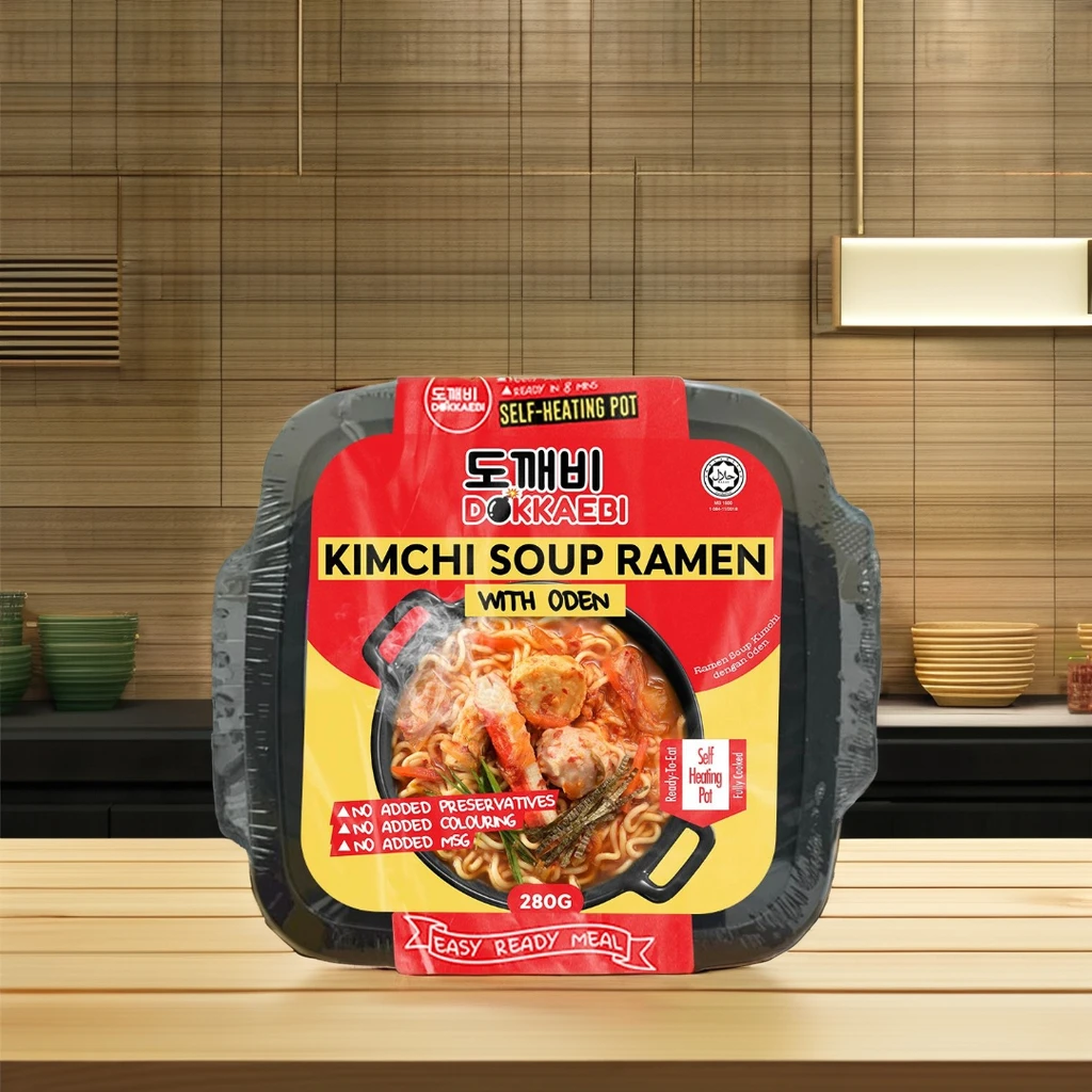 Dokkaebi Kimchi Soup Ramen Self-Heating Hot Pot Oden Flavor Deliciously ...