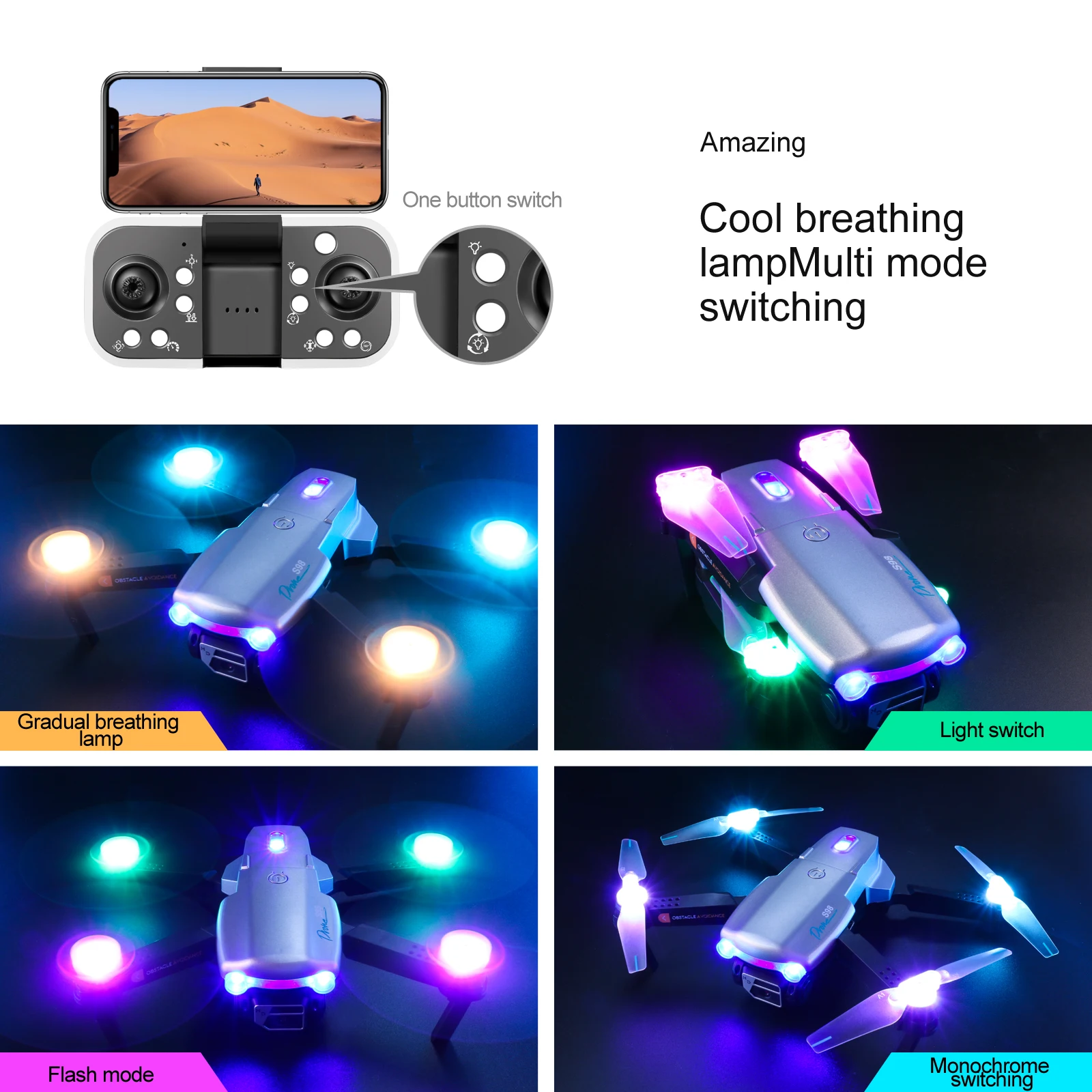 New S98 Foldable Mini Drones with 4K Camera & Obstacle Avoidance