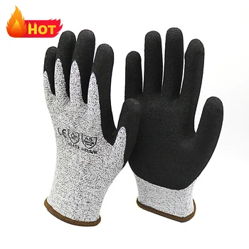 Great Grip En388 4544 Hppe Cut Resistant Level 5 Work Safety Gloves Anti Cut Sandy Nitrile ...