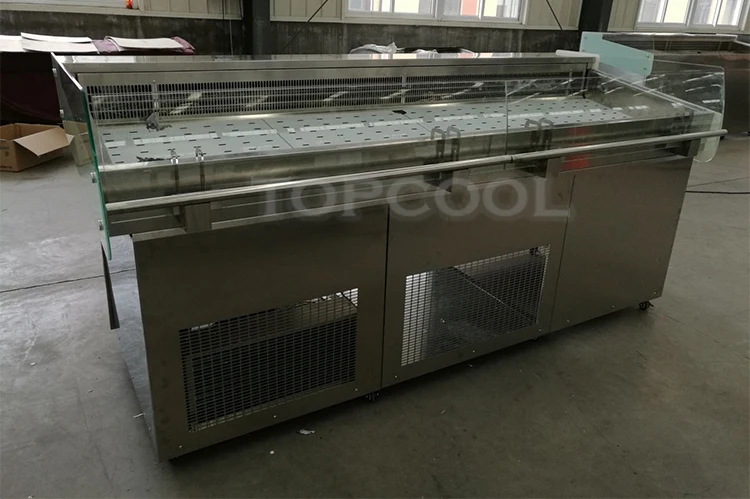 Supermarket Frozen Food Display Table 304 Stainless Steel Ice Table For ...