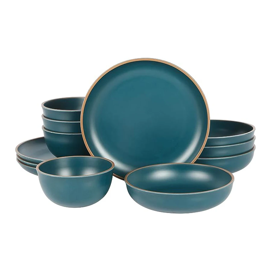 Wholesale Nordic Dark Green Plates & Bowls Set Customized Restaurant ...