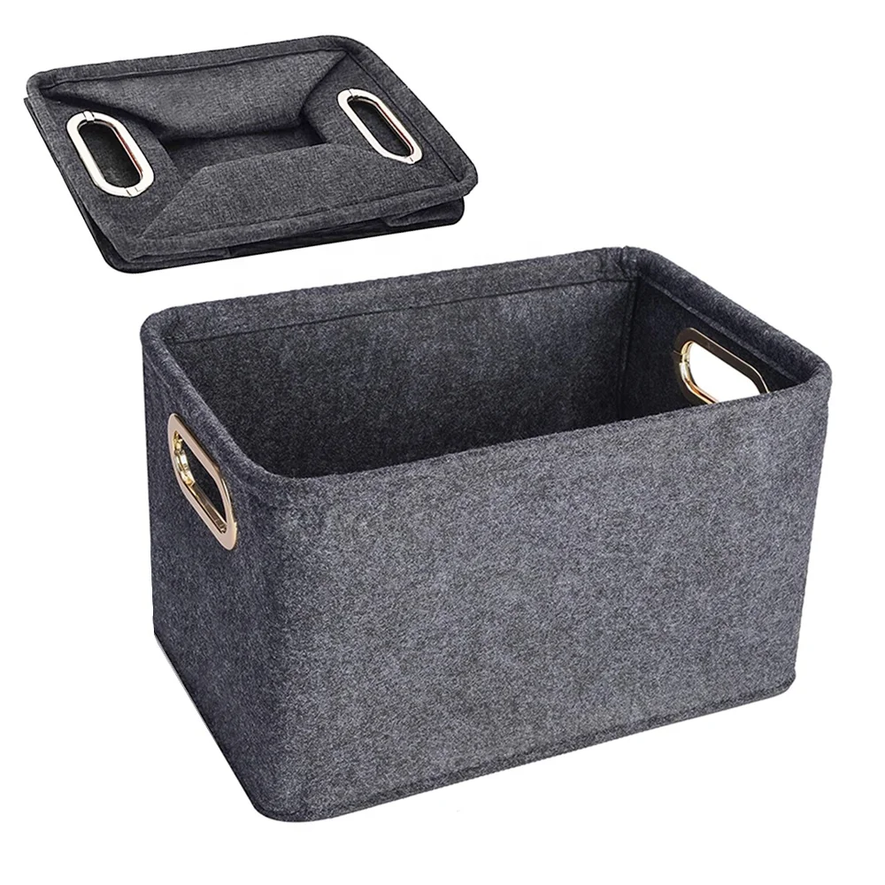 Collapsible Storage Bins Foldable Felt Fabric Storage Basket Organizer ...