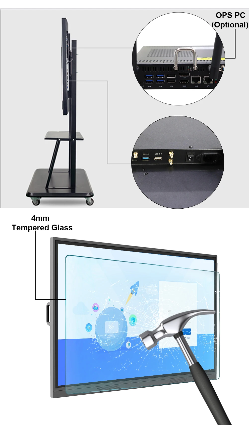 75inch Portable Education Interactive Whiteboard Flat Panel Smart ...