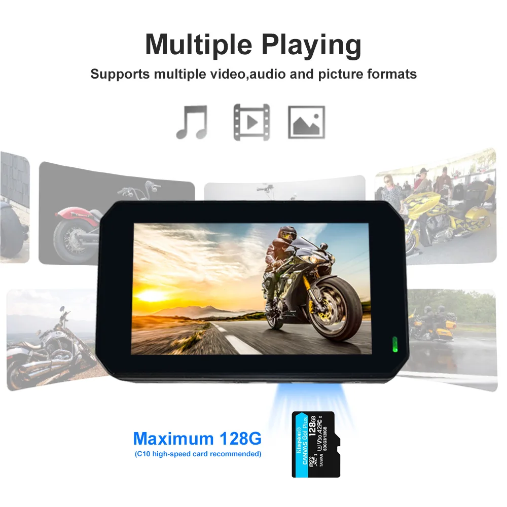 Motorbike GPS Navigator - 5inch Carplay Screen with Android Auto