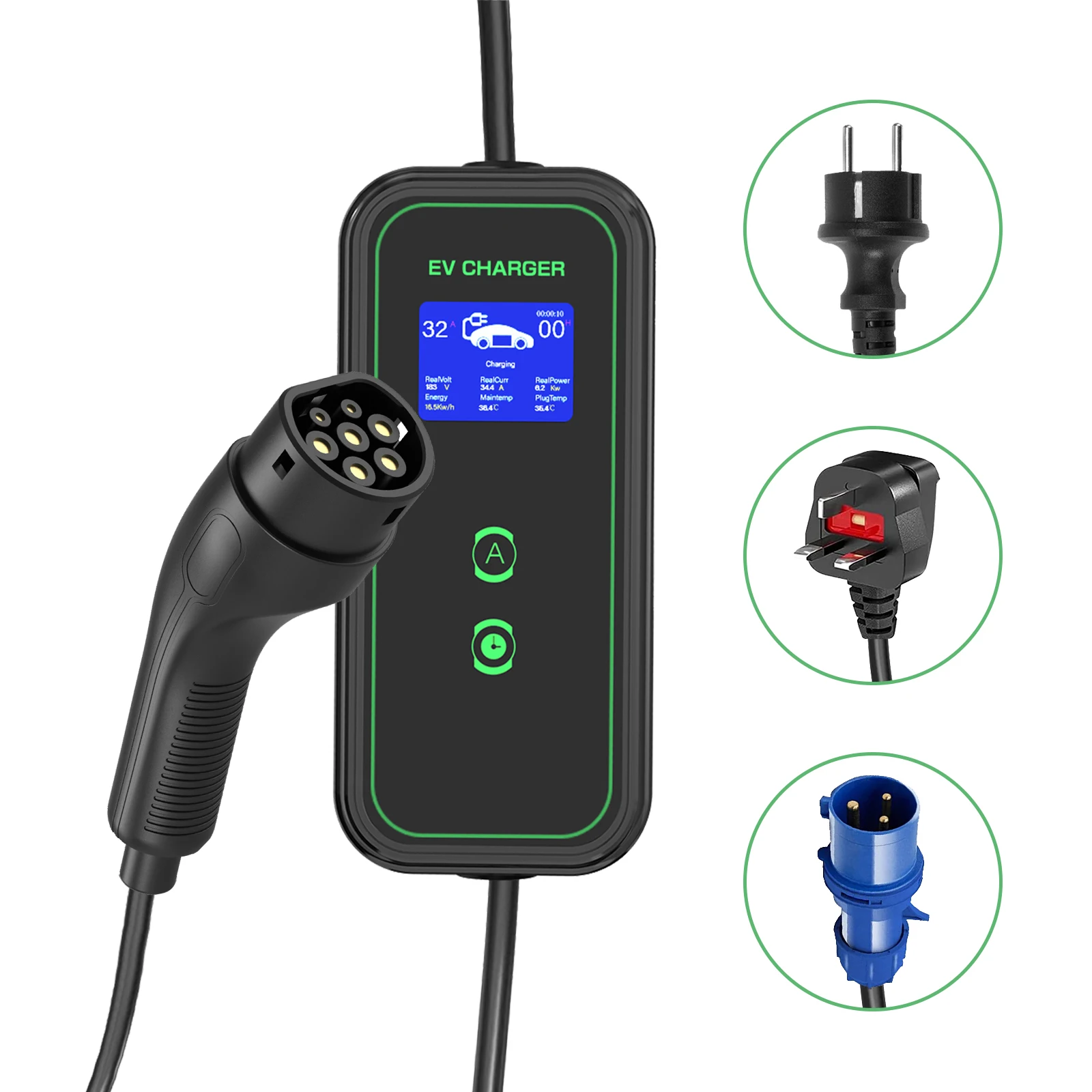 Portable Smart Evse Single Phase 3.5kw 7kw 9.6kw Mobile Fast Level Ev ...