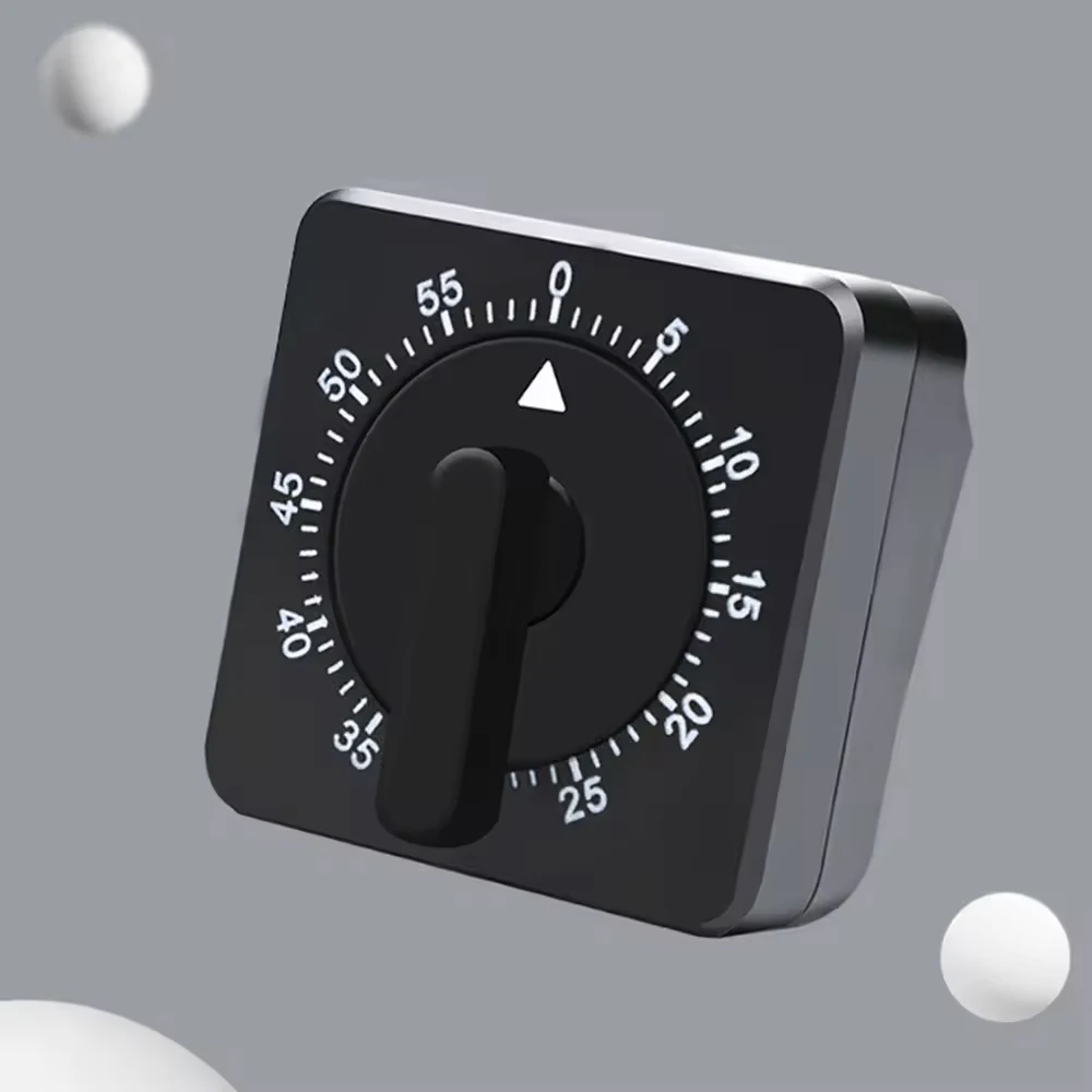 60 Minute Square Plastic Kitchen Timer with Overtime Alarm