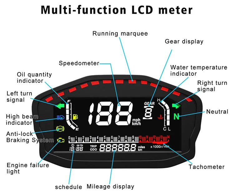 Universal Motorcycle Digital Dashboard - Reliable & Versatile